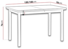 Rozkládací kuchyňský stůl 120x70 cm ARGYLE 4 - bílý