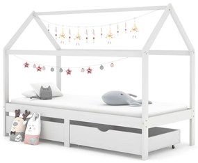 Rám dětské postele se zásuvkami bílý masivní borovice 90x200 cm - Default Title