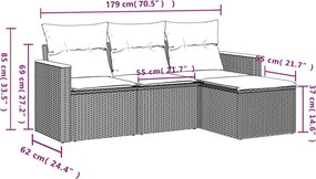 4dílná zahradní sedací souprava s poduškami černá polyratan 3258304