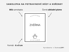 ZVĚŘINA - omyvatelná samolepka na kořenky, výběr rozměrů Ø 5 cm / 5 x 5 cm / 6 x 8 cm | DomaLEP tvar: KOLEČKO, barva: BÍLÁ - ČERNÉ písmo, velikost: Ø 5 cm - tučné písmo