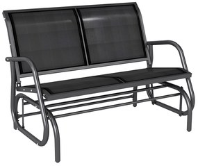 Outsunny Houpací křeslo 2-sedák Zahradní lavice Zahradní houpačka Lavice Sedadlo Park Lavice Kovový zahradní nábytek Černá 120 x 70 x 88 cm | Aosom