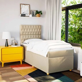 Box spring postel s matrací krémová 90x190 cm textil 3293447