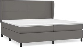 Box spring postel s matrací šedá 200x200 cm umělá kůže 3128935