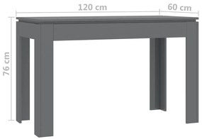 Jídelní stůl Clyde - vysoký lesk šedý - dřevotříska | 120x60x76 cm