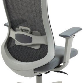 Autronic Kancelářská židle, šedý plast, šedá průžná látka a mesh, 4D područky, multifunkční mech.