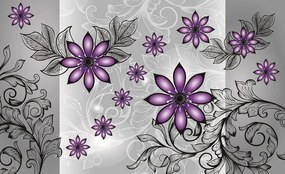 Postershop Fototapeta: Fialové květiny (vzor) - 184x254 cm