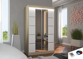 Posuvná skříň se zrcadlem a LED osvětlením GENUA 120