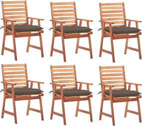 vidaXL Zahradní jídelní židle 6 ks s poduškami masivní akáciové dřevo [3078367] Barva: taupe