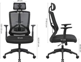 Kancelářská židle, ergonomická otočná židle s bederní oporou