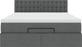 Osmanský postel s matrací tmavě šedá 140x200 cm textil 3311630