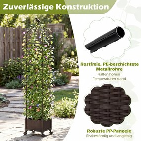 Costway Mříž s květinovým truhlíkem na kolečkách, výškově nastavitelný zahradní