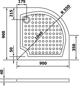 Gelco Gelco, VIVA90 sprchová vanička z litého mramoru, čtvrtkruh, 90x90x4cm, R550, GV559