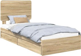 Postel s úložným prostorem se zásuvkou Sonoma dub 90 x 190 cm 3412730