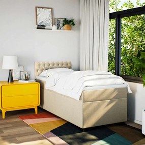 Box spring postel s matrací krémová 90x190 cm textil 3288055