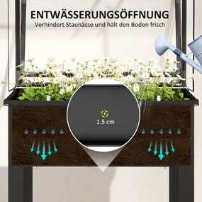 Zvýšený záhon se střechou skleníku, vyvýšený truhlík na rostliny s drenážními otvory, 60 x 60 x 120 cm, černý