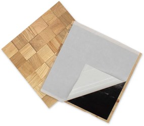 DUB 50, jednotlivé kusy 50 x 50 mm (0,0025 m²) nebo samolepící panel 300 x 300 mm (0,09 m²) - dřevěná mozaika 3D Broušený - olejovaný NA SAMOLEPÍCÍM PODKLADU