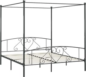 Rám postele s nebesy šedý kovový 200 x 200 cm 284446