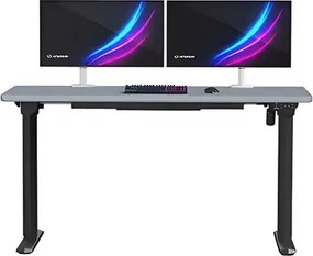 ULTRADESK Quest černá-šedá / Herní stůl / 140 x 70 x 72 - 120 cm / nas