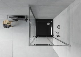 Mexen Rio, čtvercový sprchový kout 80 x 80 cm, 6mm čiré sklo, chromový profil + černá sprchová vanička, 860-080-080-01-00-4070