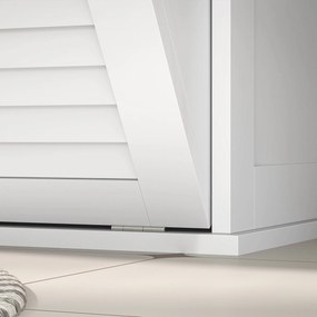 HOMCOM Skříň na prádlo, koupelnová skříň s 2 koši na prádlo, koupelnová skříň s úchyty, skleněné dvířka na sběr prádla, koupelnový nábytek 70 cm x 38…