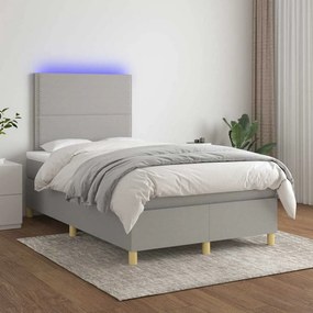 Box spring postel s matrací a LED světle šedá 120x190 cm textil 3270239
