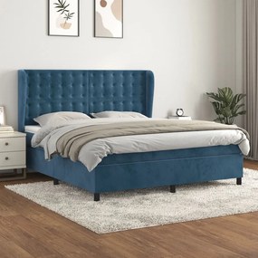 Box spring postel s matrací tmavě modrá 160x200 cm samet 3129463