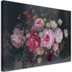 Obraz na plátně, Vintage květiny kytice - 90x60 cm