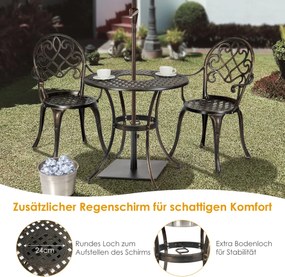 Costway Venkovní bistro set ze 3 dílů litého hliníku, starožitný bronz