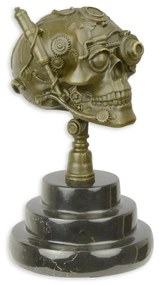 Bronzová socha soška - Lebka Steampunk