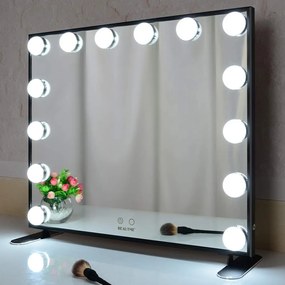 MMIRO, Hollywoodské make-up zrcadlo s osvětlením L606B, 60 x 53 cm | černá