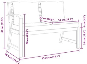 vidaXL Marketos Zahradní lavice 114,5 cm tmavě šedá poduška masivní akácie