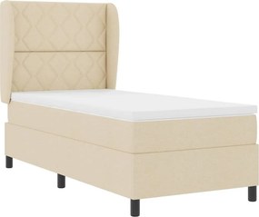 Postel s boxspringem s čelo Krémová 90 x 190 cm textil 3340604