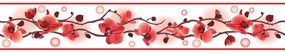 Bordura na zeď samolepicí - Květy jabloně červené