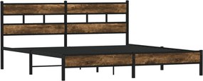Kovový rám postele bez matrace kouřový dub 183 x 213 cm 3308483