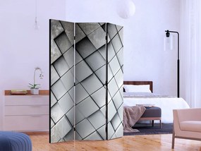Pokojová zástěna Šedé pozadí 3D - textura šedých a čtvercových dlaždic s imitací 3D efektu
