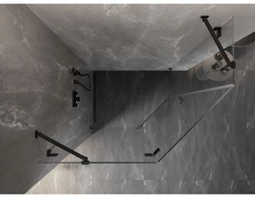 Mexen Lunar, Pětiúhelníkový sprchový kout Mexen Lunar s výklopným levým oknem 100 x 90 cm, 8mm čiré sklo, černý profil, 831-100L-090P-70-00-L