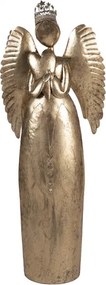 Zlatá antik kovová veliká dekorace anděl se srdcem Christmas Angel - 36*15*100 cm