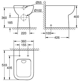 Grohe BauEdge WC stojící Rimless 3/5l, alpská bílá 39810000