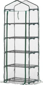 Skleník Outsunny s rolovacími dveřmi, policemi, odolný vůči zimě, polytunnelový skleník z oceli, skleník na balkon, zahradu, dům na rajčata 69 x 49 x