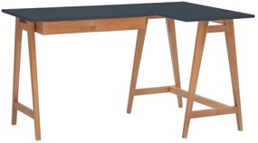 Tmavě šedý lakovaný rohový pracovní stůl RAGABA LUKA 135 x 85 cm s dubovou podnoží, pravý
