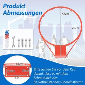 Costway Ø45 cm basketbalový koš s kroužkem a síťkou pro montáž