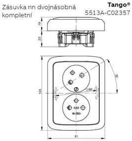 ABB Tango dvojzásuvka bílá 5513A-C02357 B s clonkami
