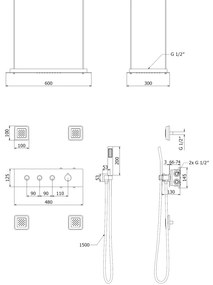 Mexen Soler, podomítkový sprchový set, černá matná, 7601-04-70