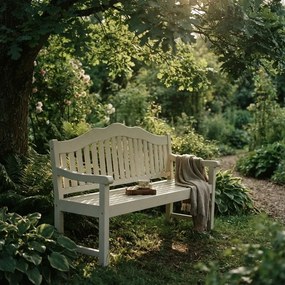 Bílá dřevěná zahradní lavice Austin – Garden Pleasure