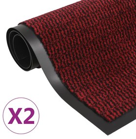 Protiprachové rohožky 2 ks obdélník všívané 80 x 120 cm červené 3051611