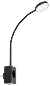 Rabalux 71284 - LED Stmív. nástěnná lampa TIVRO 4W/230V s USB do zásuvky černá 71284