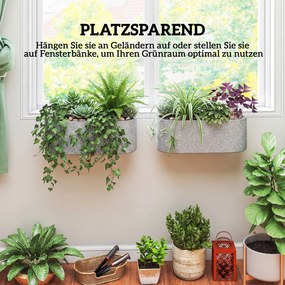 sada 2 závěsných květináčů s drenážním systémem Háček s otvorem 42 x 16 x 15 cm Světle šedý
