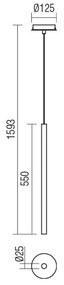 Redo 01-1223 závěsné LED svítidlo Kanji pískově černé 6W, 3000K, 55cm