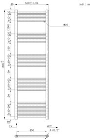 Erga Basic, topné těleso 1600x500 mm, 643 W, bílá, ERG-LAV-BASIC-16050-WH