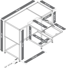 Tchibo - Kovový psací stůl CN3 s výklopnými dvířky - barva: černá
